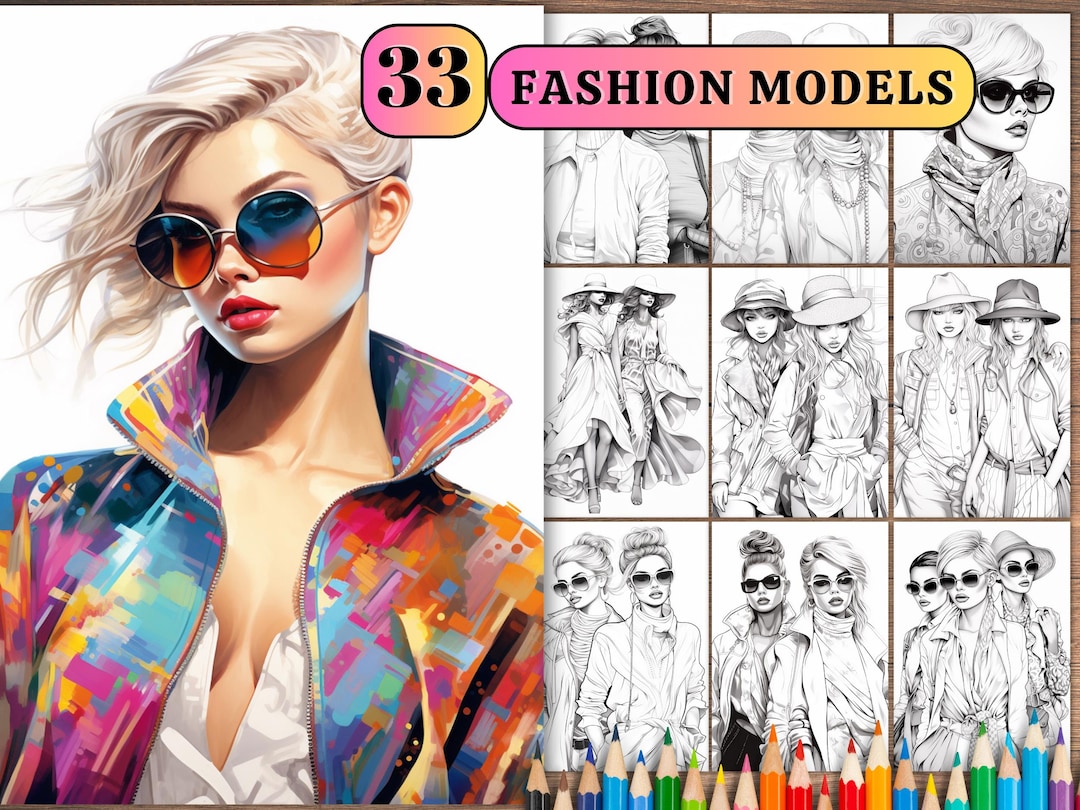 33 Fashion Models Crazy Coloring Book for Adults and Teens Whimsical ...