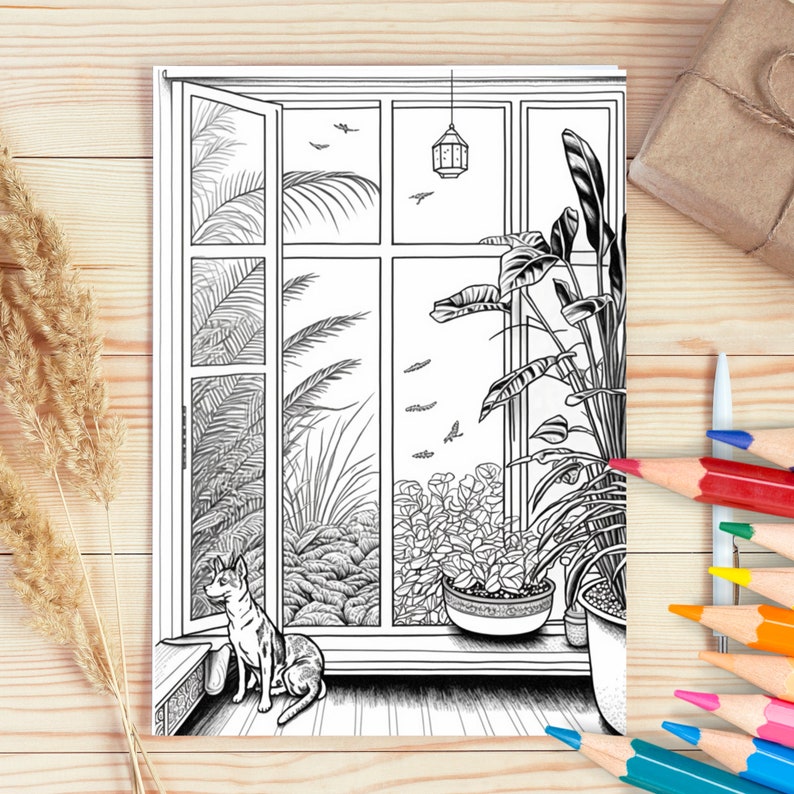 20 Cozy Coloring Page Cozy Home Interior Design Boho and - Etsy