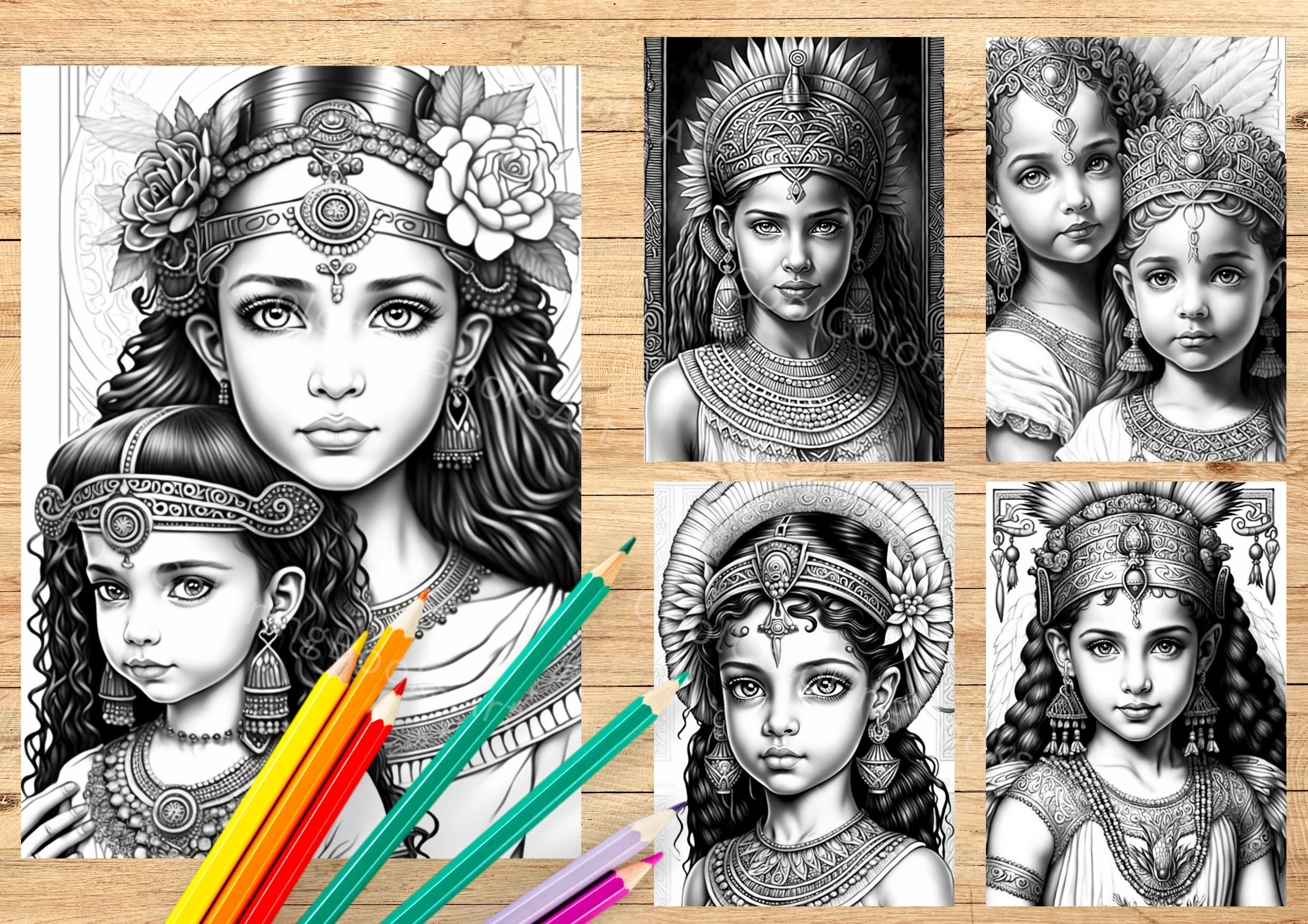 20 Egyptian Queen Coloring Page Adults Kids Coloring Page, Grayscale ...