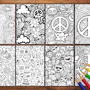 37 Groovy Retro Doodle Coloring Pages, Instant Download, Printable ...
