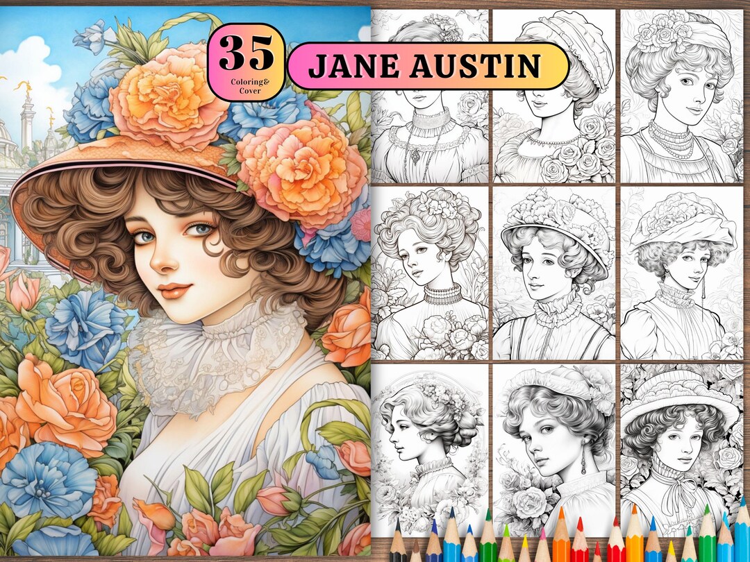35 Jane Austin Coloring Coloring Book, Coloring Pages for Adults and ...