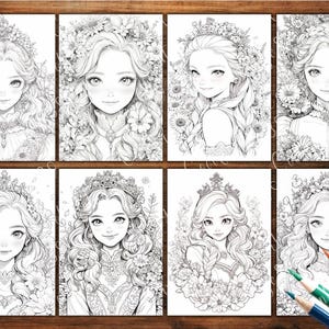 35 Princess Portrait Coloring Pages: Detailed Illustrations (digital ...