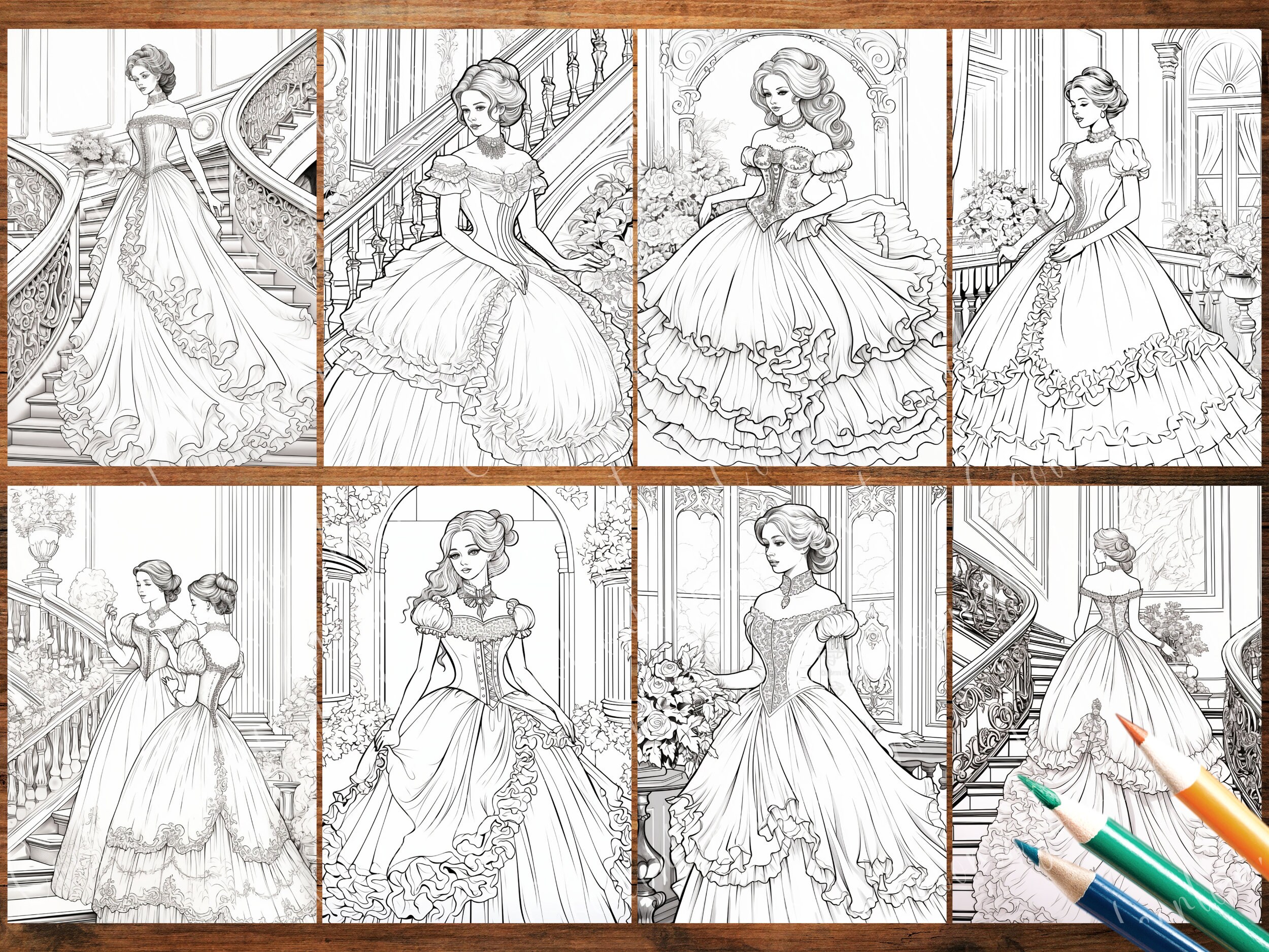 Victorian Coloring Book: 38 Printable Scenes (PDF) - Etsy