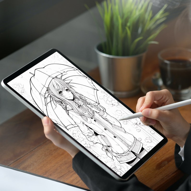 38 Little Girl With Umbrella Coloring Page, Digital Download, Umbrella ...