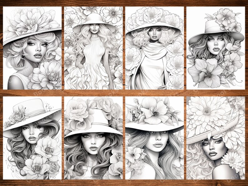 75 Pretty Lady Coloring Pages: Women, Hair, Flowers (printable PDF) - Etsy