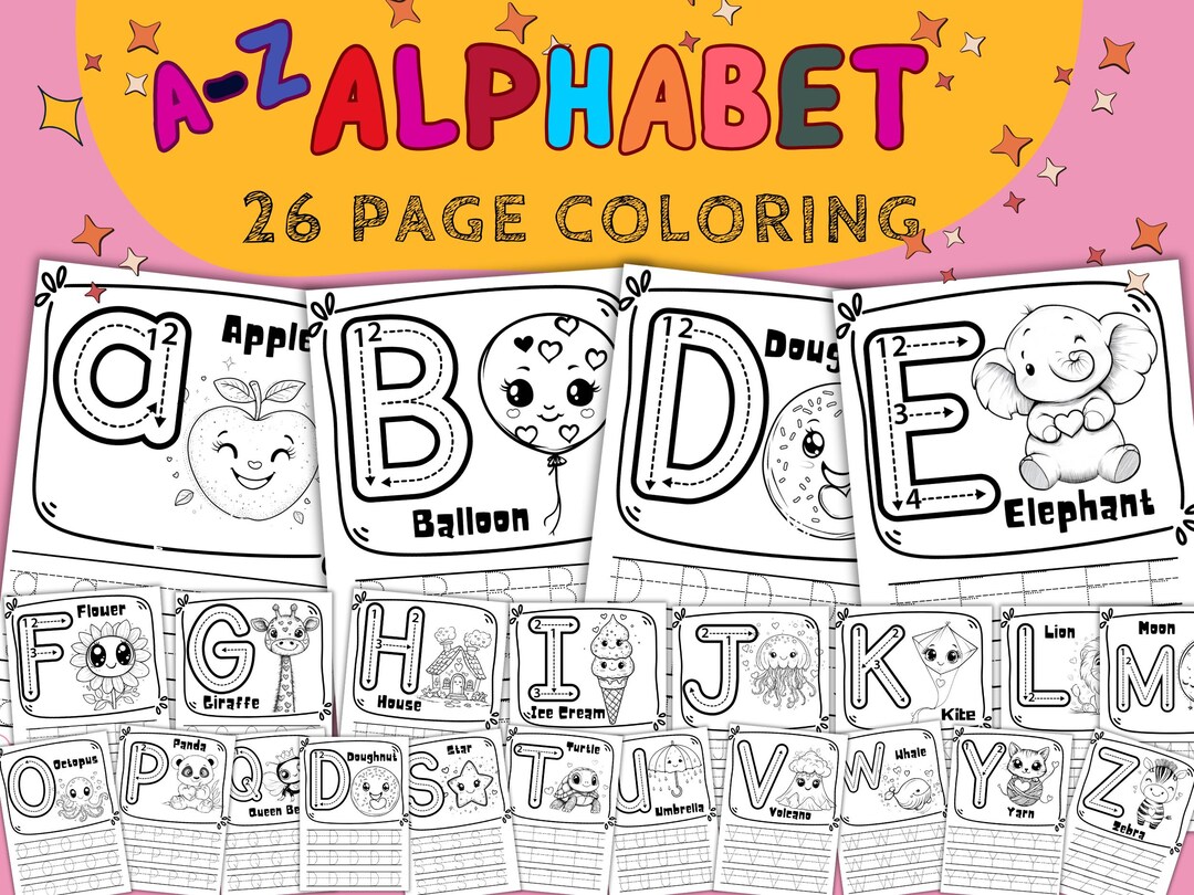 26 Alphabet A-Z Kindergarten, Learning Activity Practice, Letter Trace ...