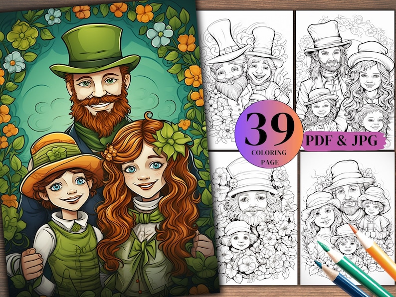 39 Leprechauns St Patrick's Day Greyscale Colouring Pages Fantasy Irish ...