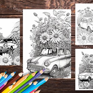 22 Groovy Flowers Car Coloring Pages for Adults , Printable JPG Pages ...