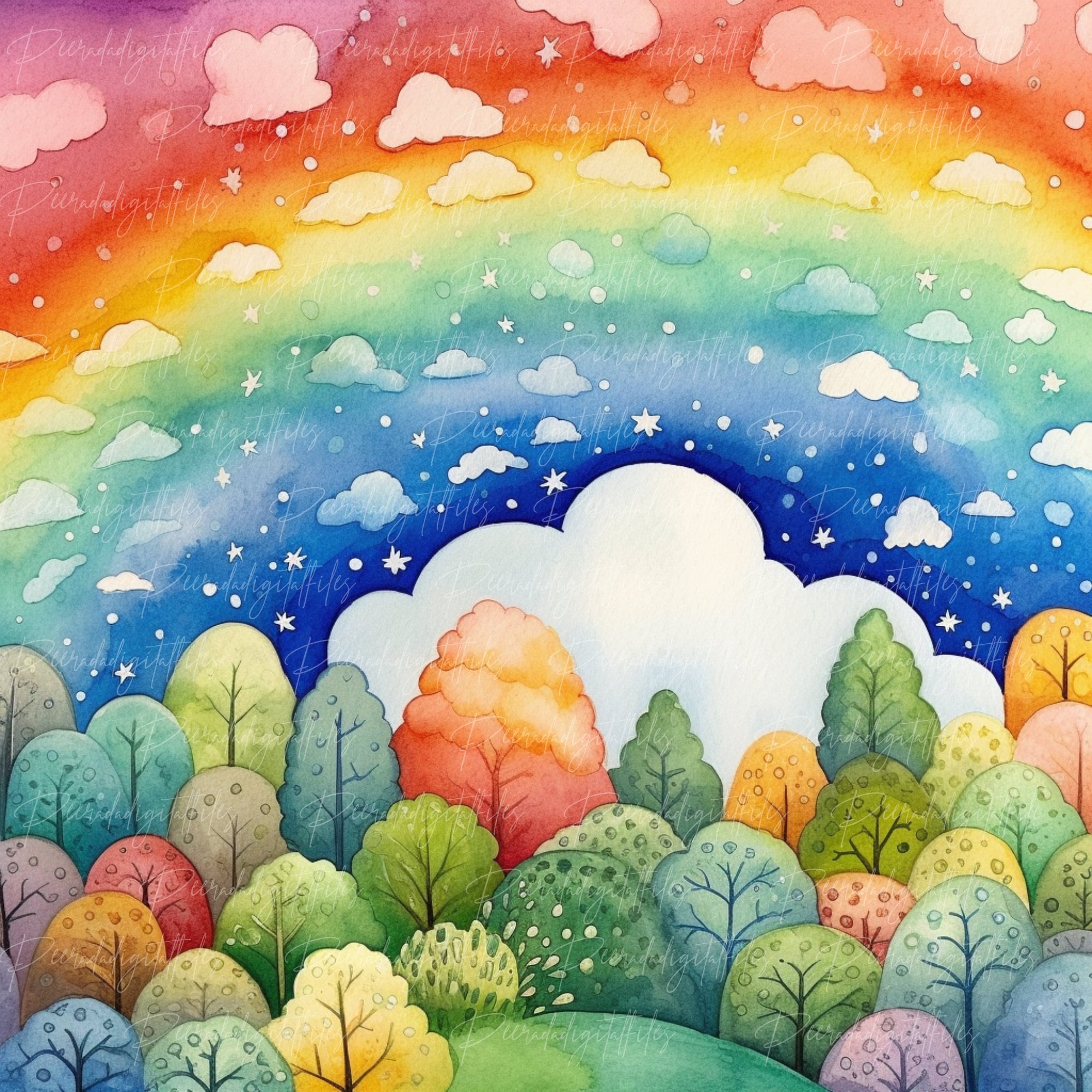 10 Watercolor Rainbow Digital Paper Rainbow Backgrounds - Etsy