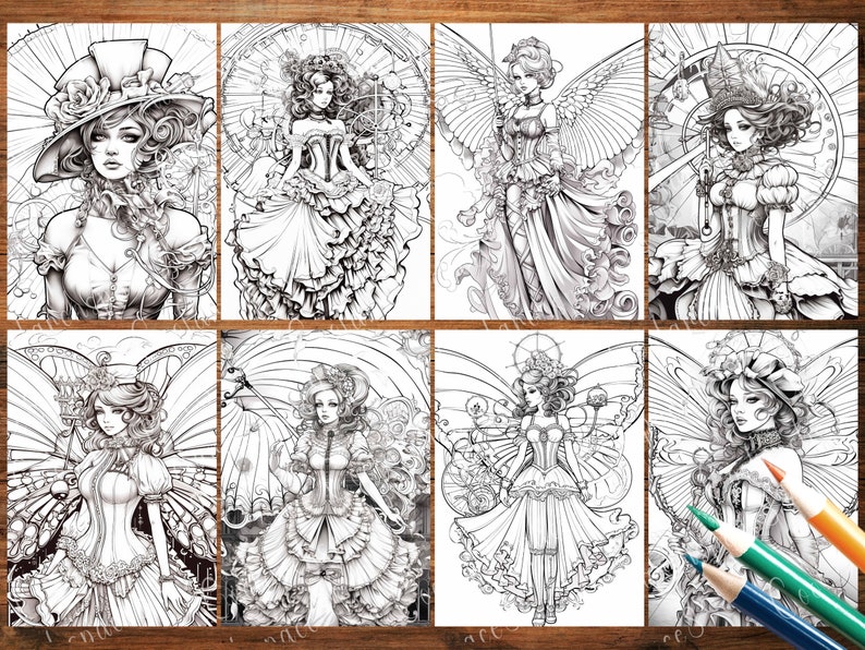 31 Victorian Steampunk Lady Coloring Pages Digital Downloads PDF. - Etsy