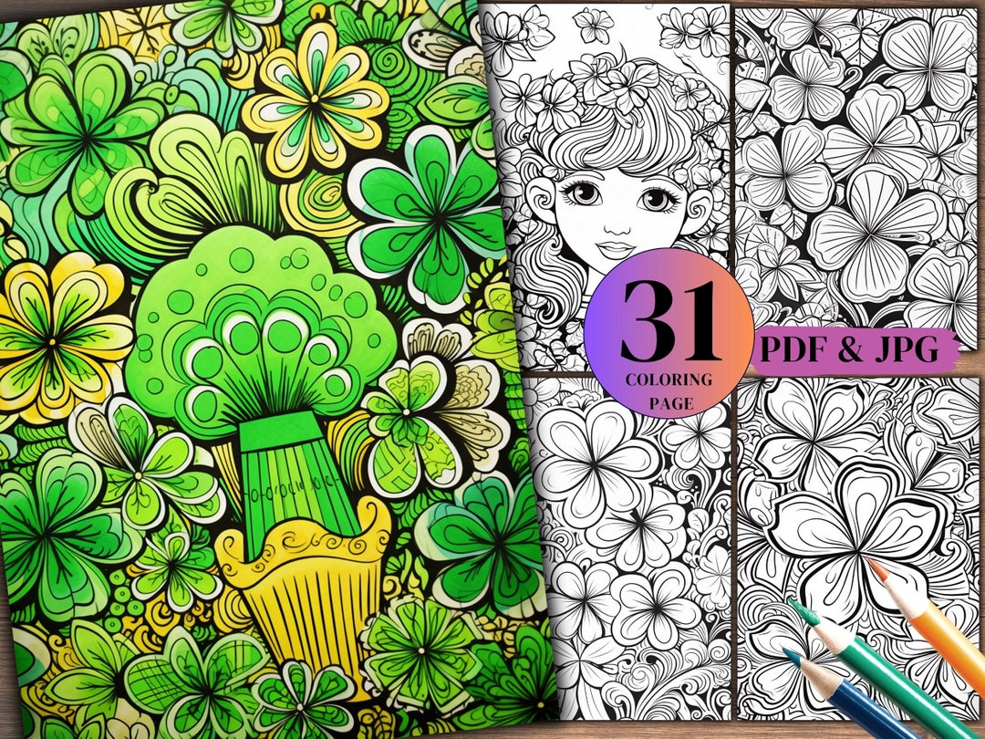 31 St. Patricks Day Coloring Page Set, St Pattys Day Coloring, Instant ...