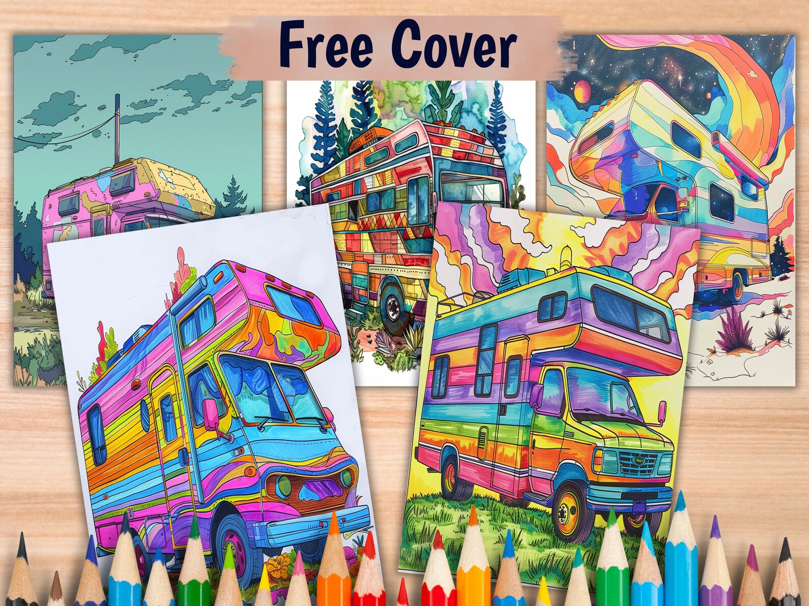 35 Caravan House Coloring Pages for Adults and for Kids Grayscale ...