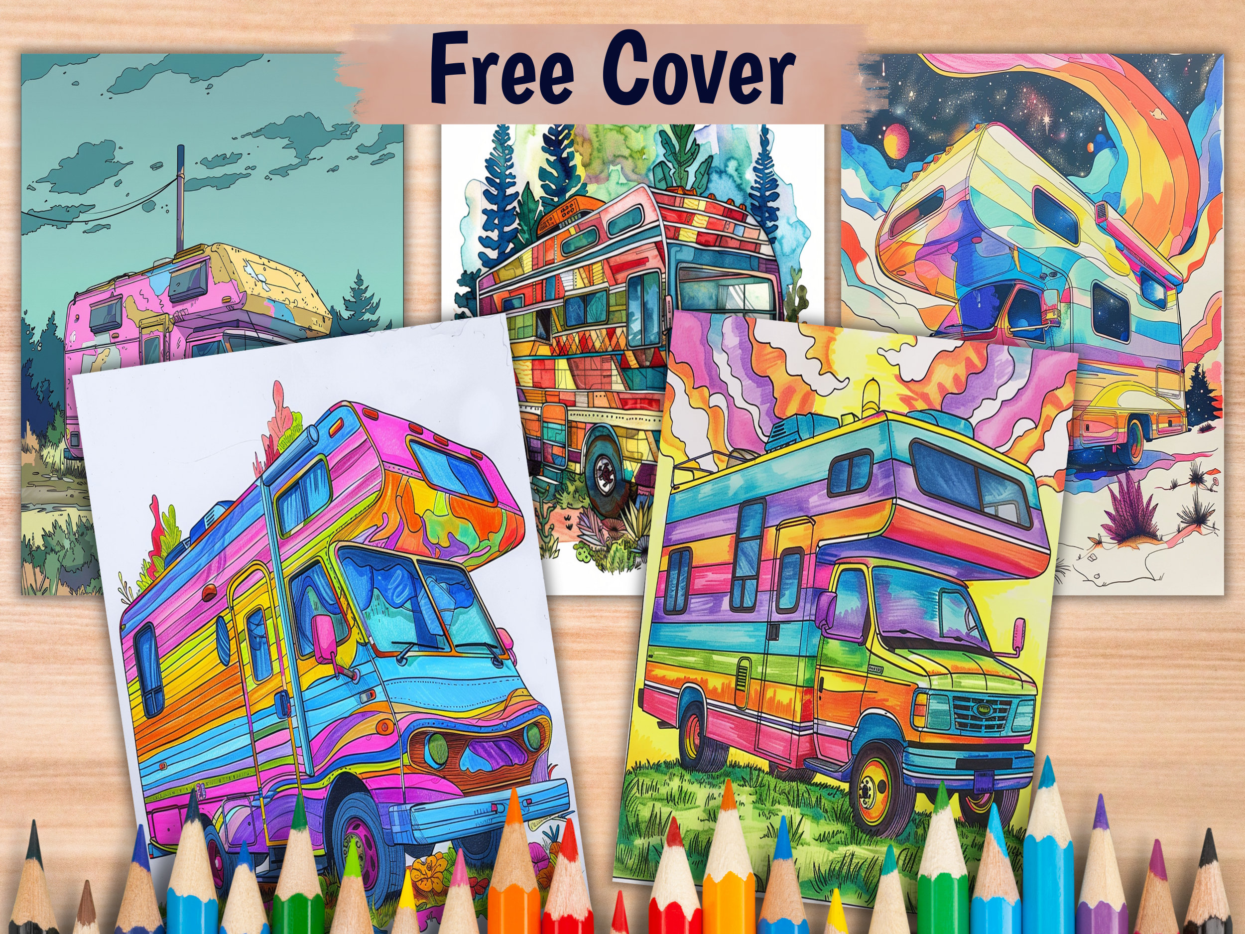 35 Caravan House Coloring Pages for Adults and for Kids Grayscale ...