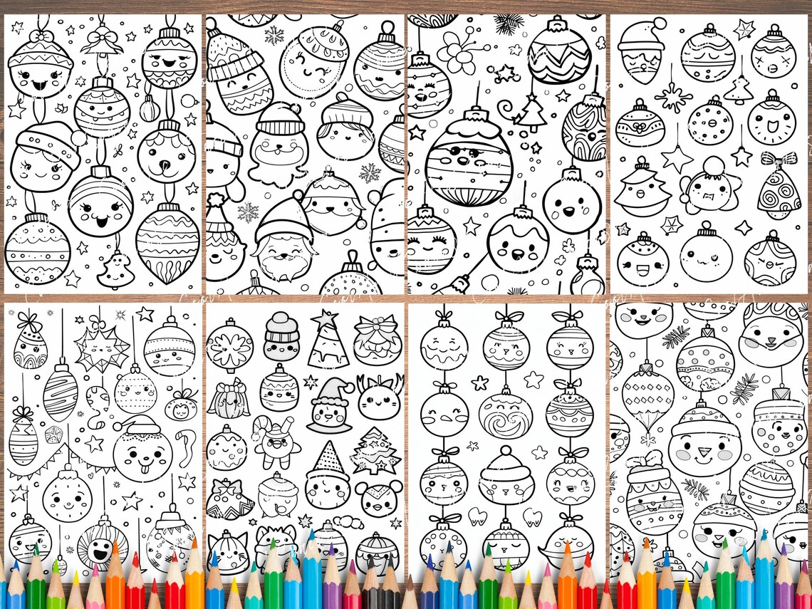 Christmas Ornaments Coloring Page: 43 Printable Baubles (PDF) - Etsy