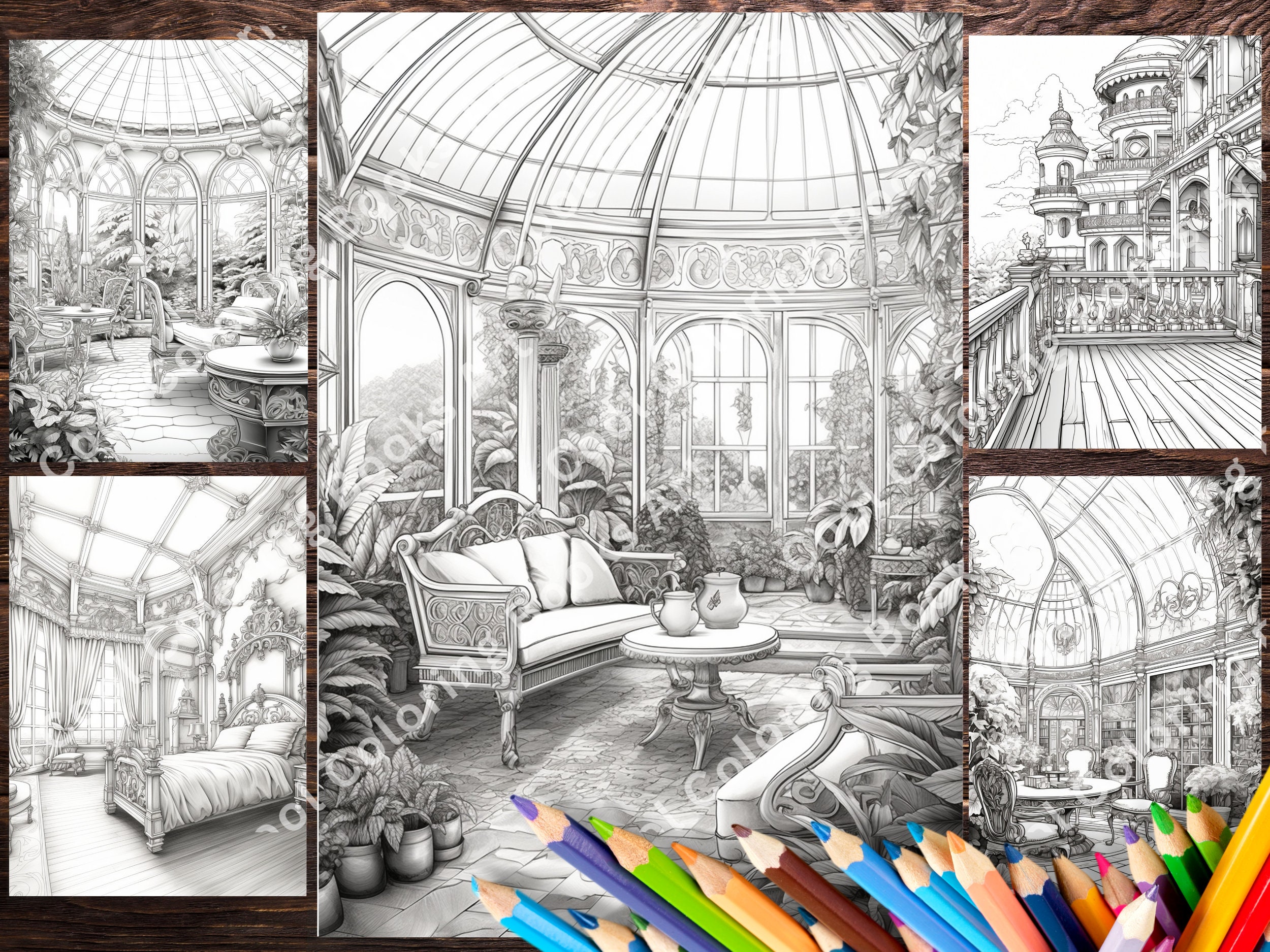 Greyscale House Interior Coloring Book: 20 JPG + PDF (A4) - Etsy