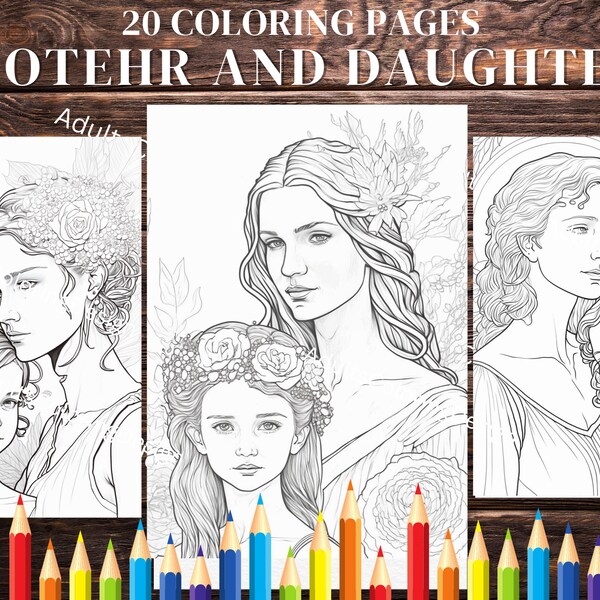 Mother Daughter Coloring Page - Etsy