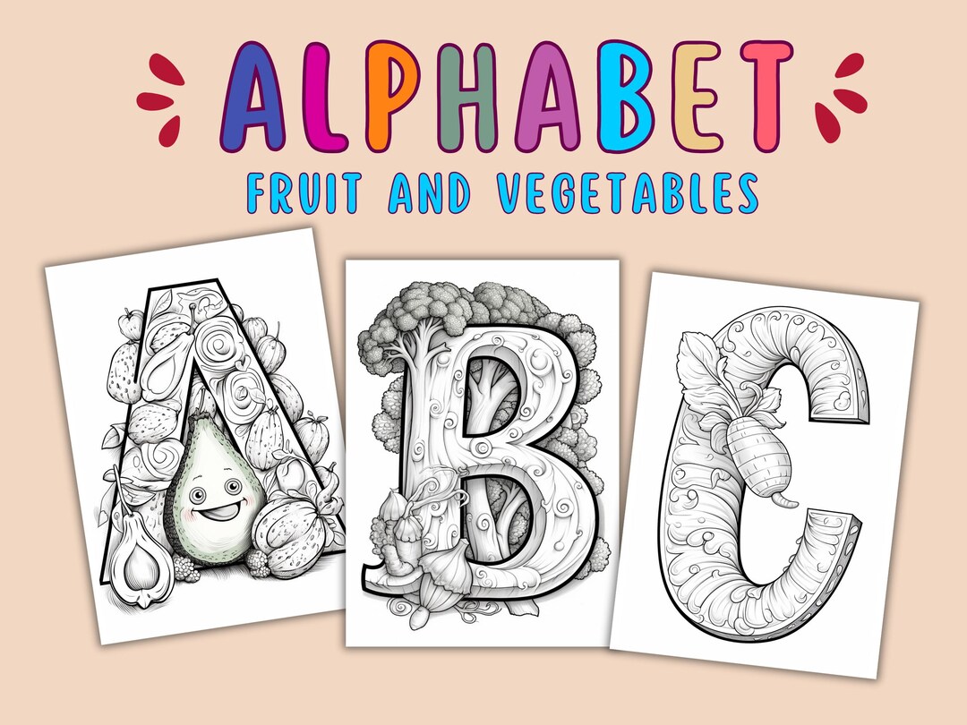 26 ABC Alphabet Fruit and Vegetables Coloring Pages - Letter ...