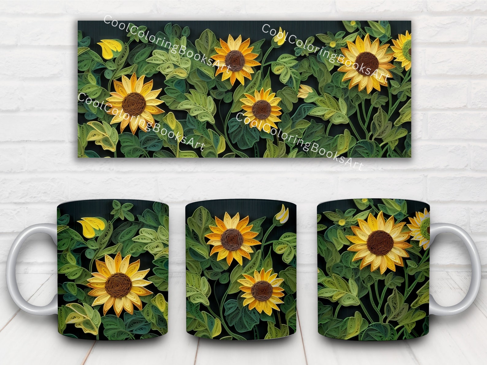 3D 49 PNG Sunflower Mug Wrap 3D Flowers Mug Wrap 11oz Mug - Etsy