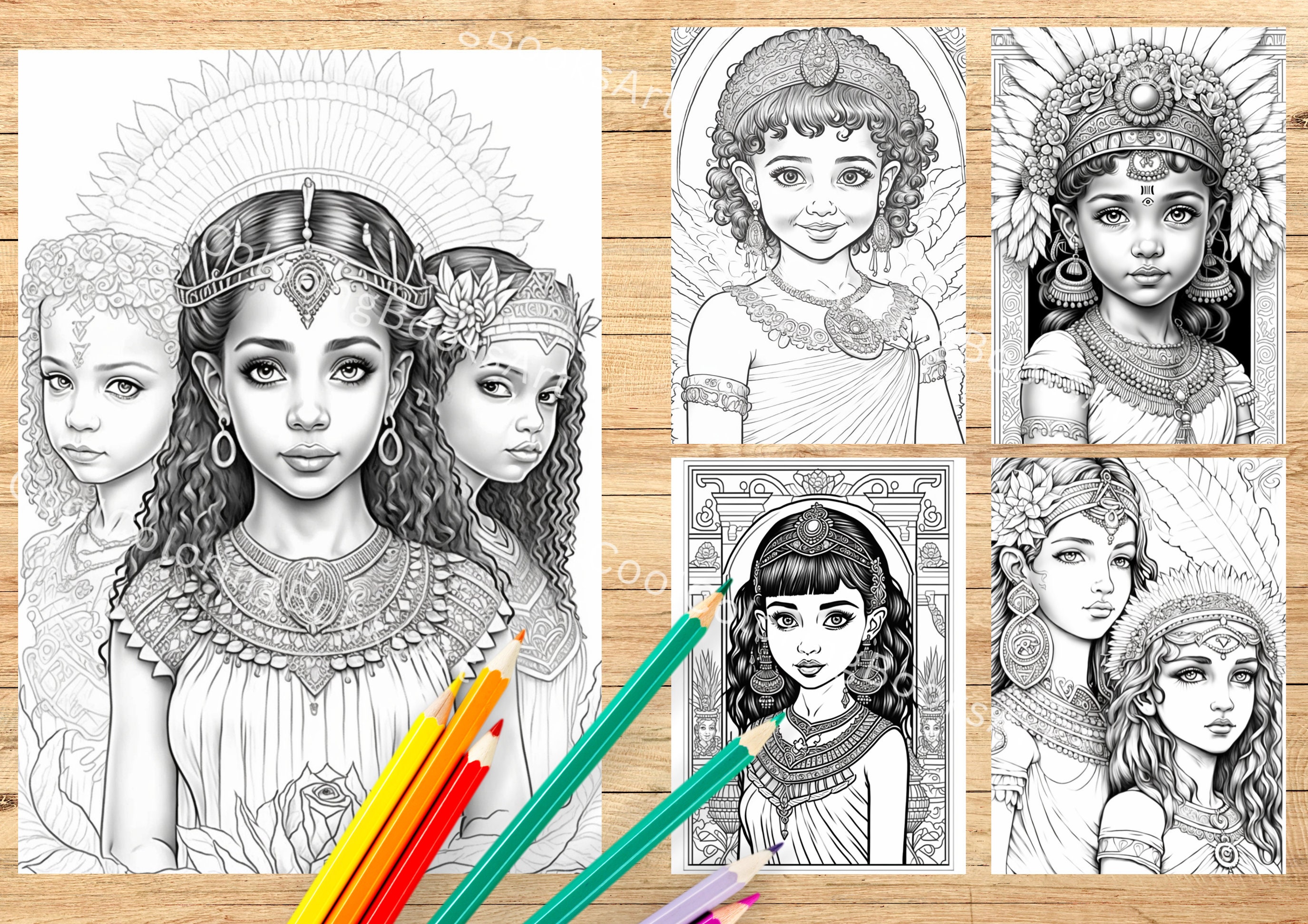 20 Egyptian Queen Coloring Page Adults Kids Coloring Page, Grayscale ...
