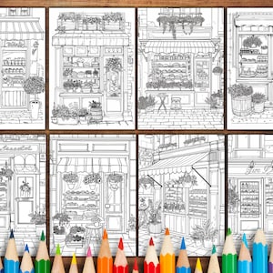 Bakery Shop Coloring Pages: French Patisserie Grayscale Sheets (PDF) - Etsy