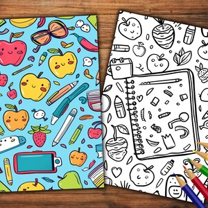 34 Back to School Doodle Coloring Retro Back to School Coloring School ...