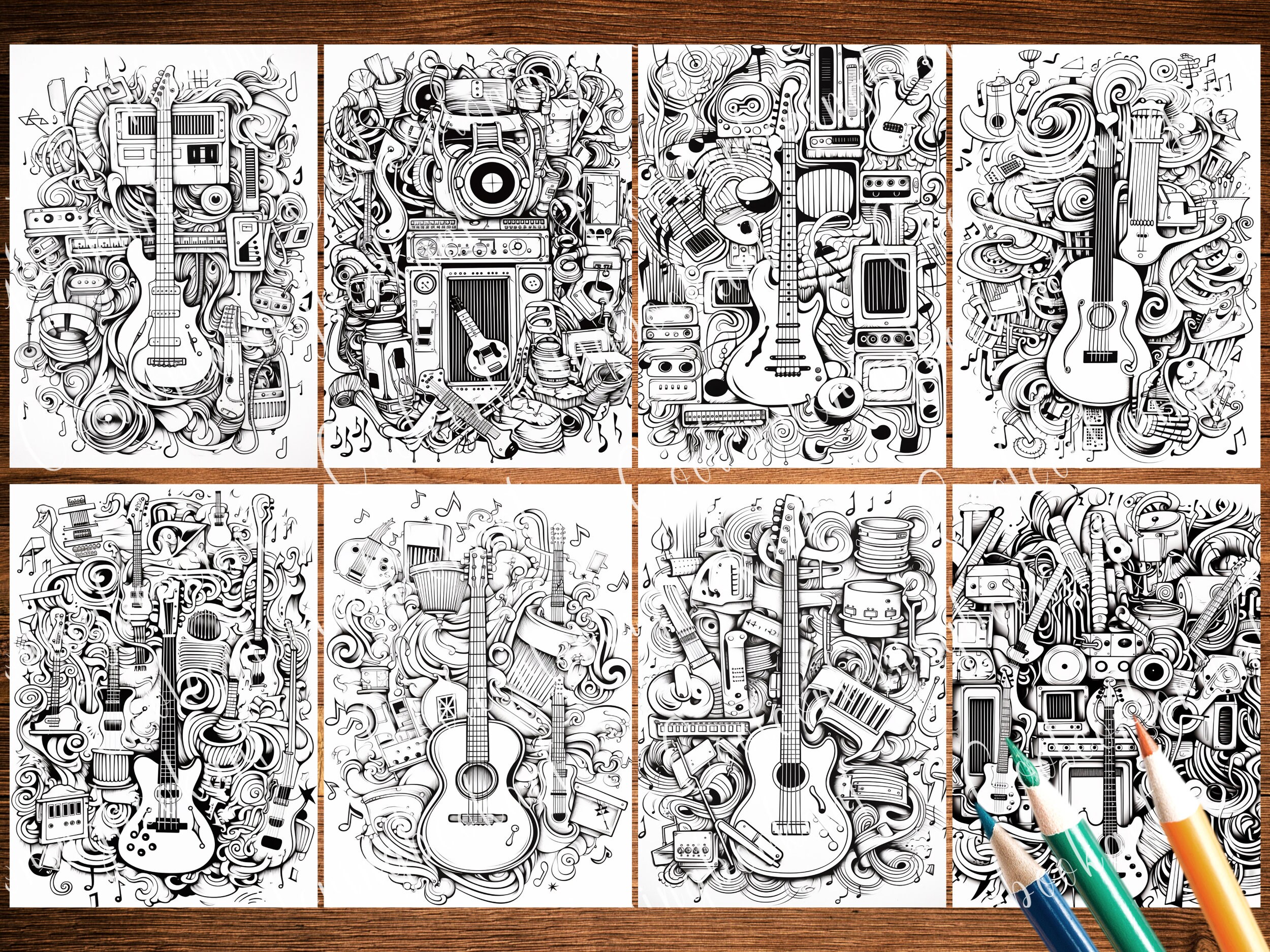 25 Music Doodle Coloring Pages: Musical Instruments (PDF & JPG) - Etsy