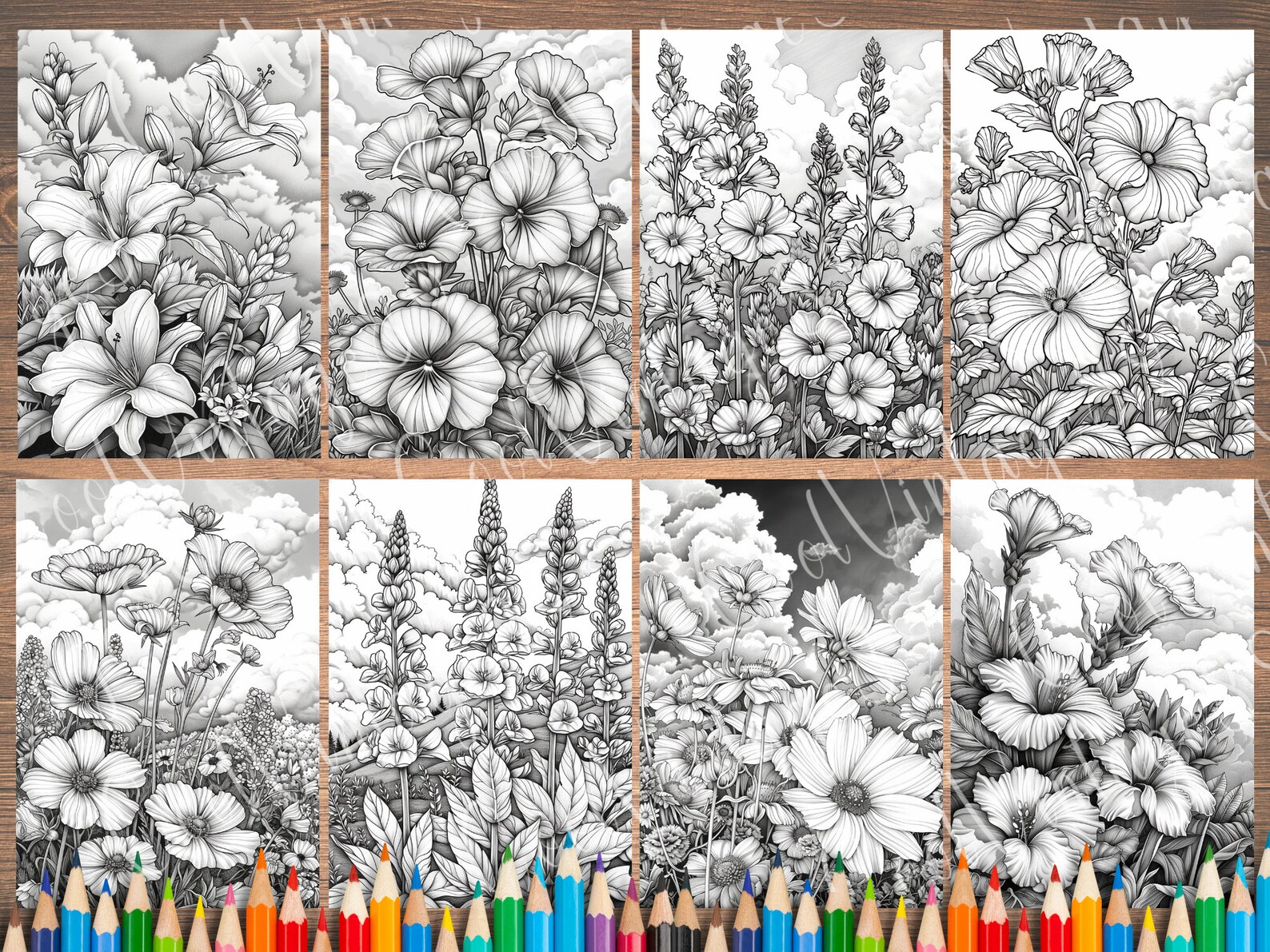 50 Floral Coloring Pages: Flower Coloring Book (digital Download) - Etsy
