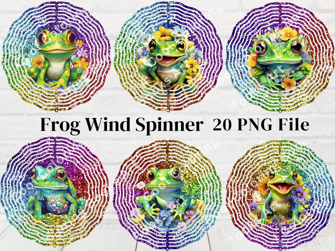 20 Frog Bundle Wind Spinner Sublimation Design Template, Round Hanging ...