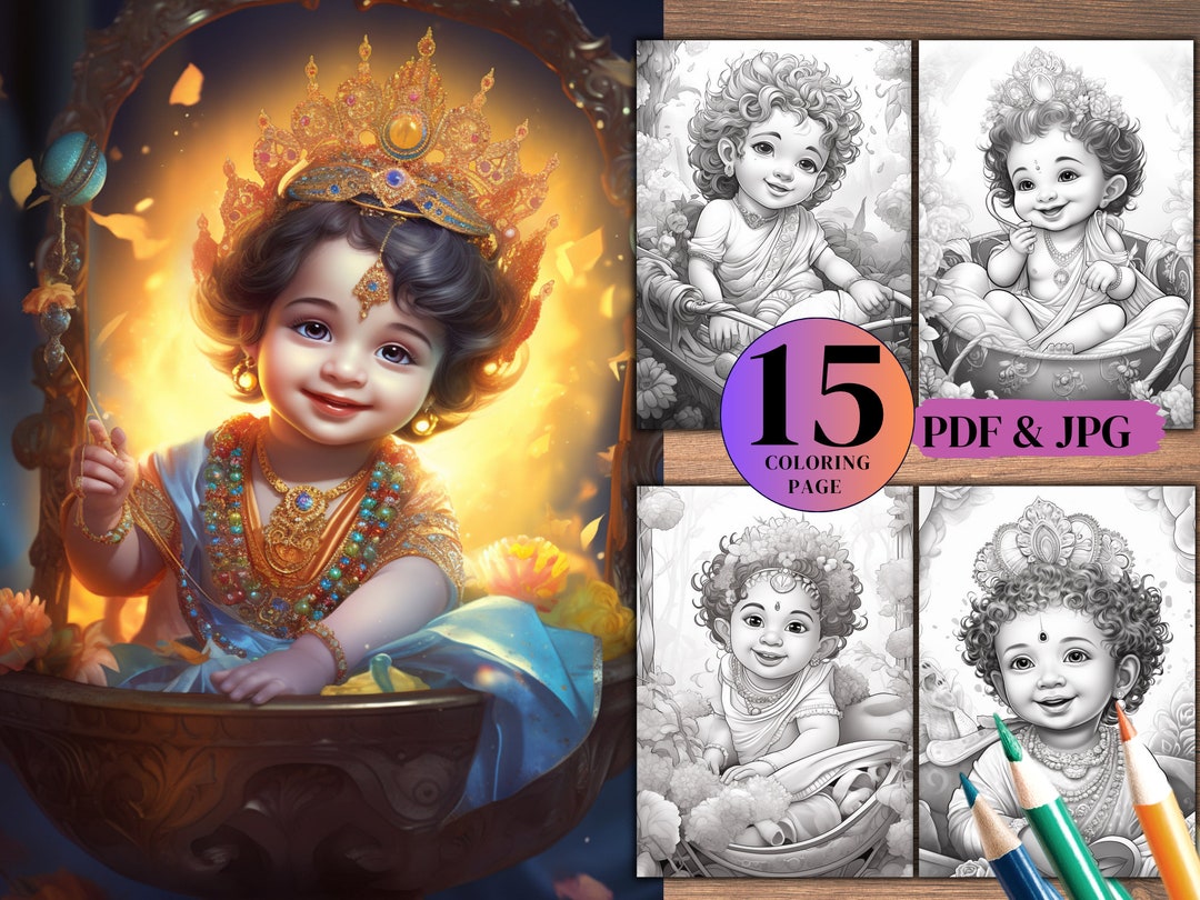 15 Baby Krishna Coloring Page , Printable , Digital Download PDF - JPE ...