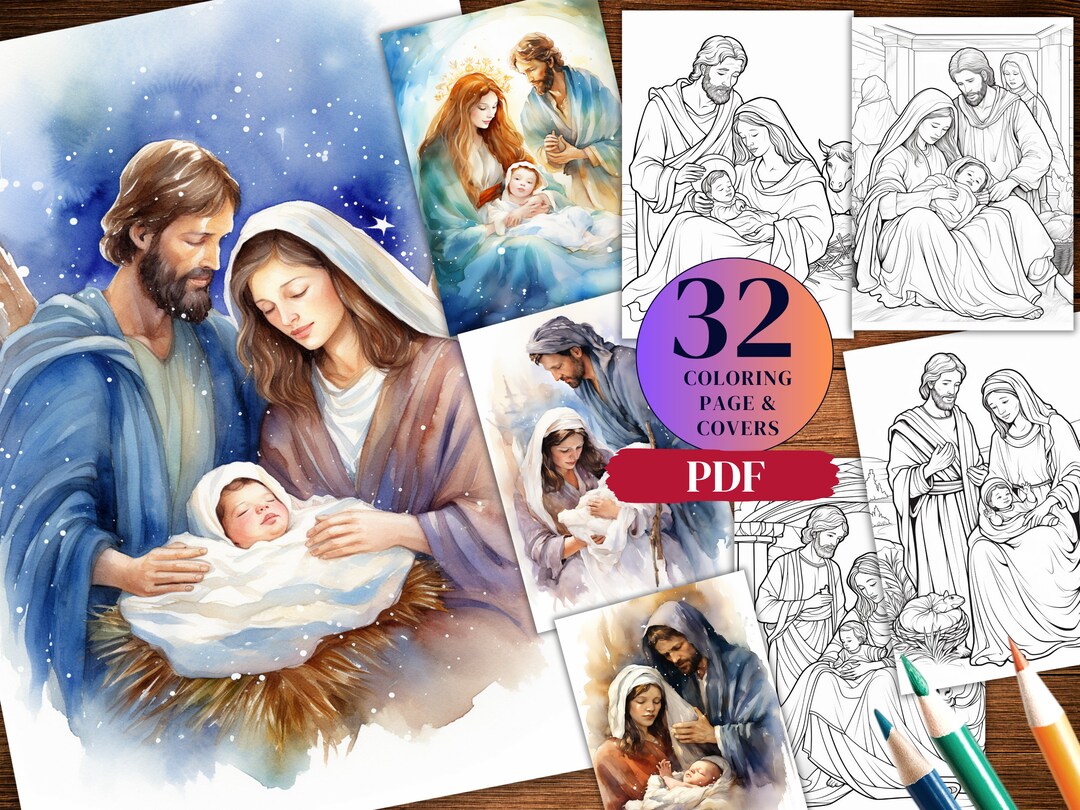 32 Christian Coloring Pages, Bible Scenes, Jesus, Virgin Mary, Saints ...