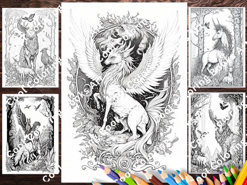 23 Mythical Creatures Marvelous Coloring Pages, JPEG/PDF Format ...