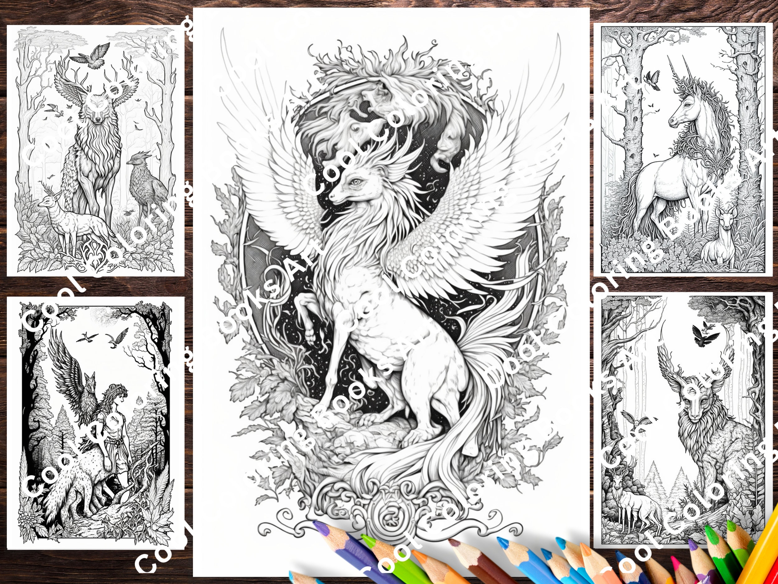 23 Mythical Creatures Marvelous Coloring Pages, JPEG/PDF Format ...