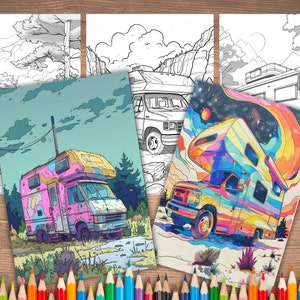 35 Caravan House Coloring Pages for Adults and for Kids Grayscale ...