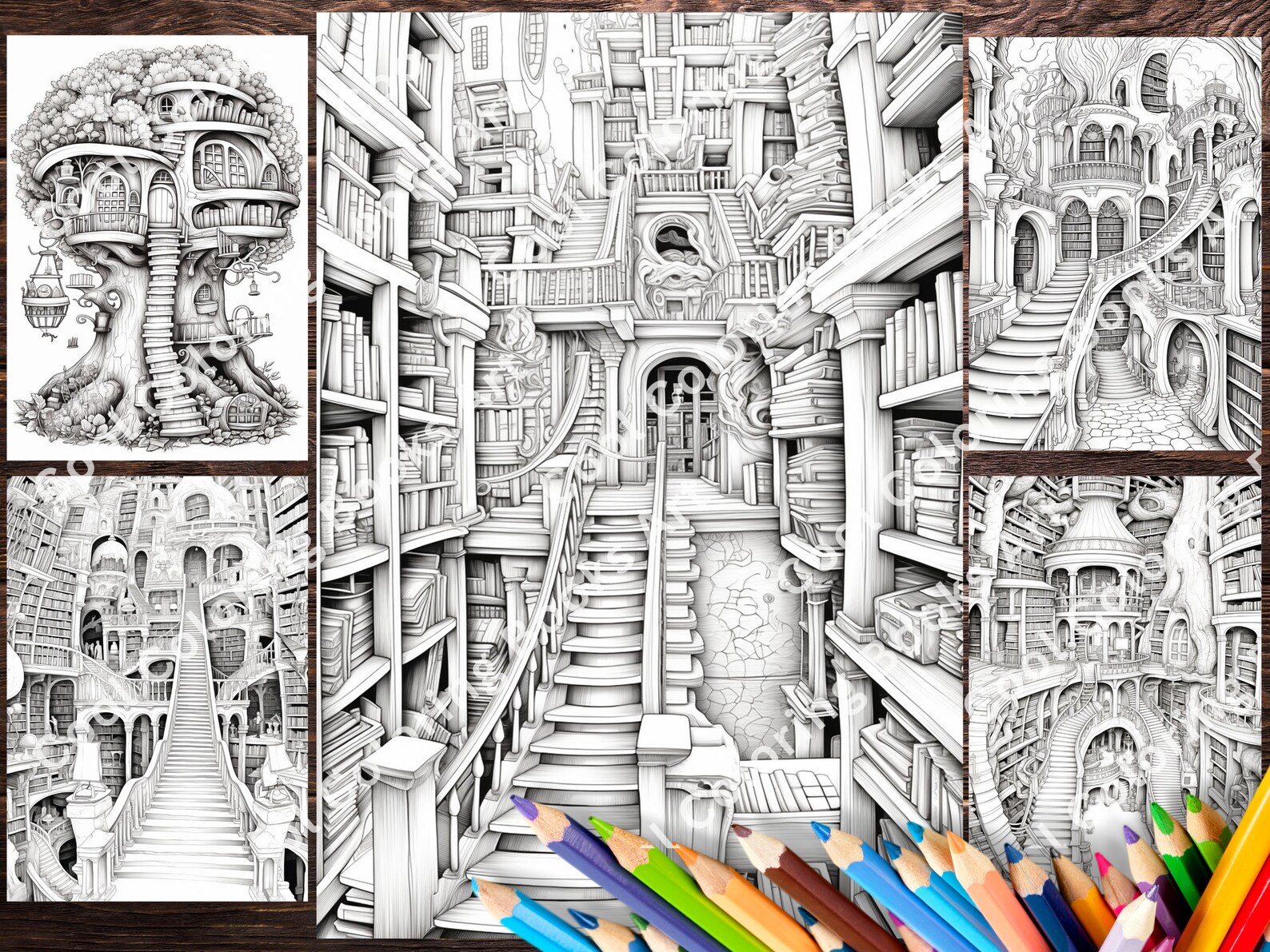 31 Fantasy Library Coloring Pages Bundle Enchanted Library - Etsy