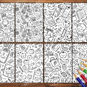 34 Back to School Doodle Coloring Retro Back to School Coloring School ...