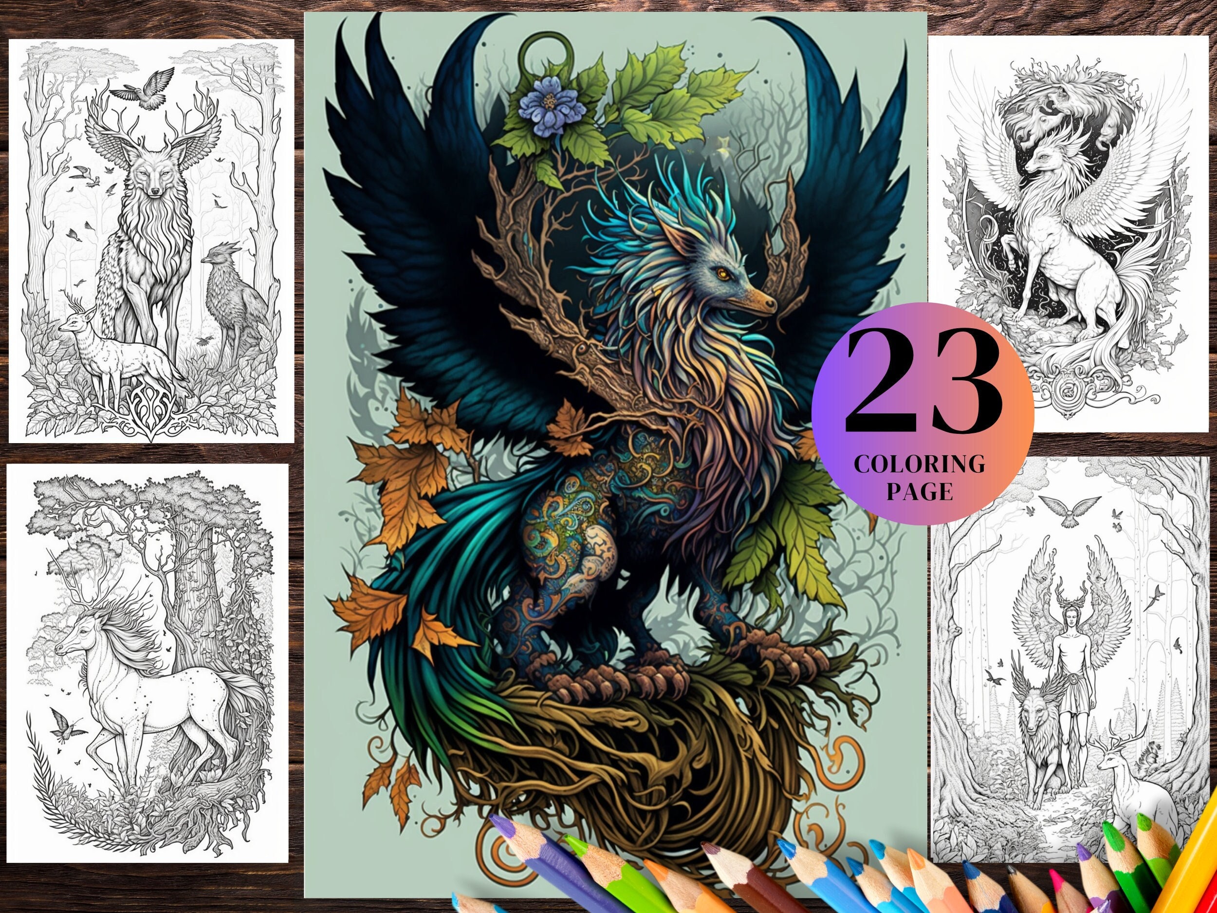 23 Mythical Creatures Marvelous Coloring Pages, JPEG/PDF Format ...