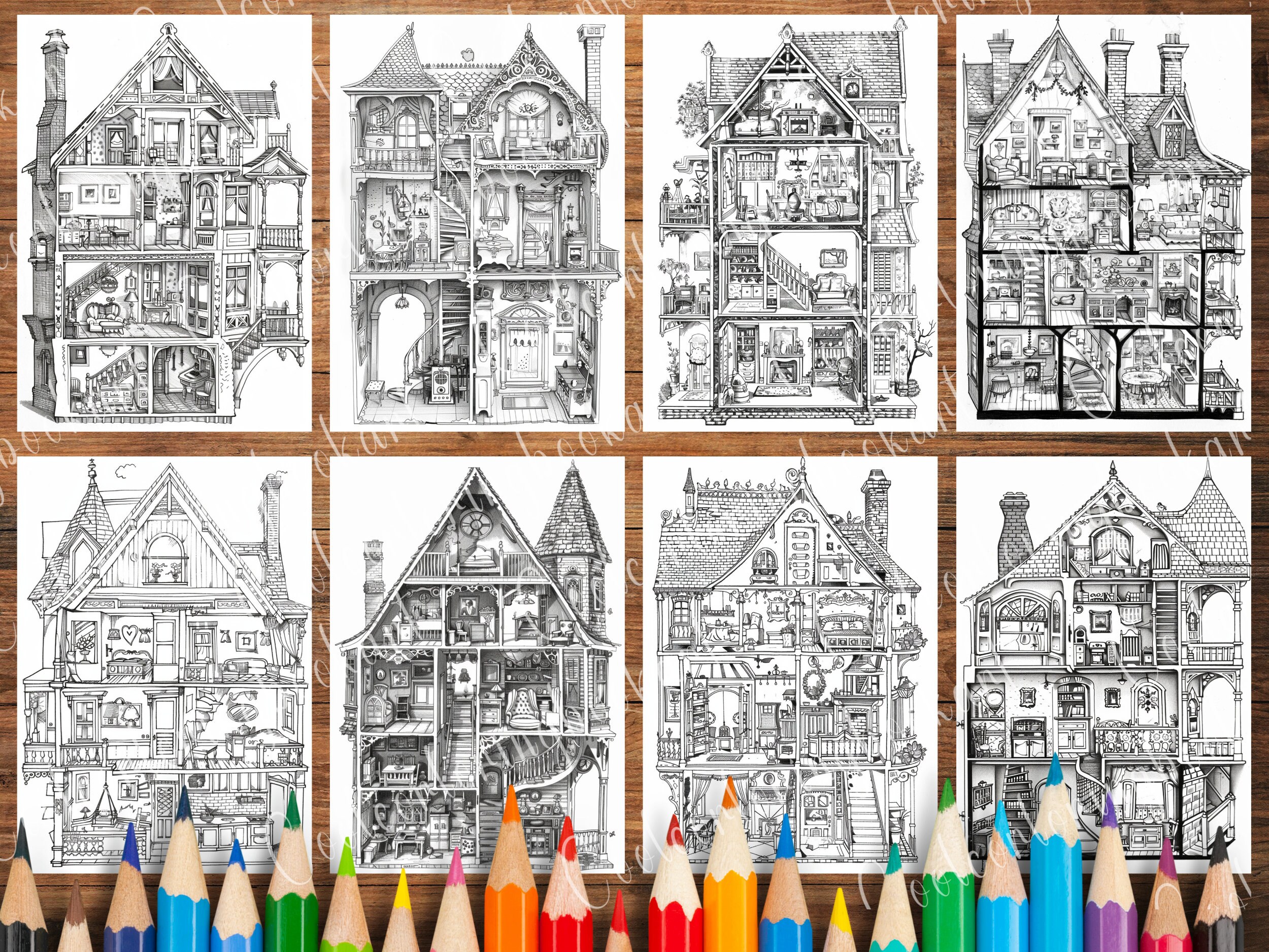 33 Doodle House Coloring Books,digital Downloads PDF Files. - Etsy