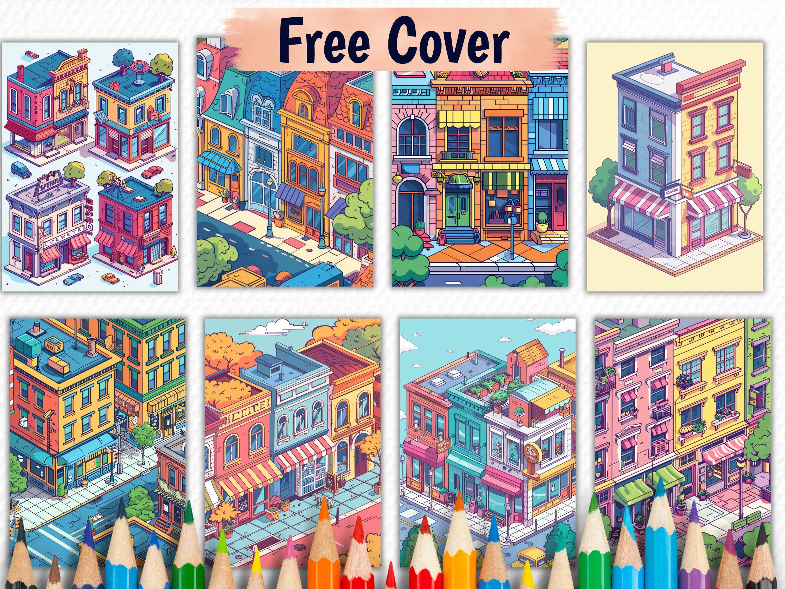 38 Isometric Buildings Coloring Book: City Houses (digital Downloads ...