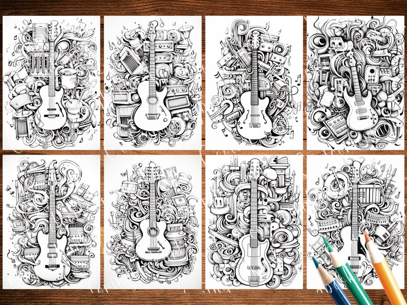 25 Music Doodle Coloring Pages: Musical Instruments (PDF & JPG) - Etsy