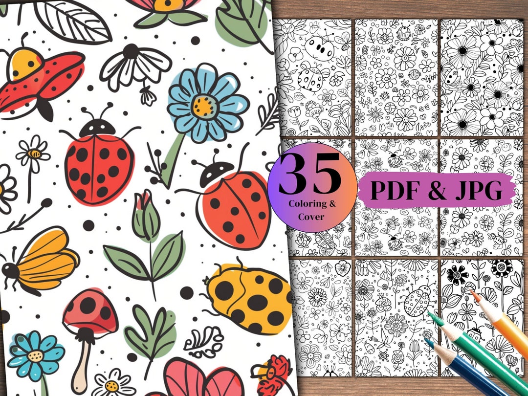 35 Flowers Doodle Coloring Books ,digital Downloads PDF & JPG Files. - Etsy
