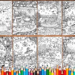 45 Spooky Party Halloween Coloring Book, Halloween Coloring Pages for ...