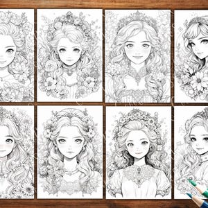 35 Princess Portrait Coloring Pages: Detailed Illustrations (digital ...