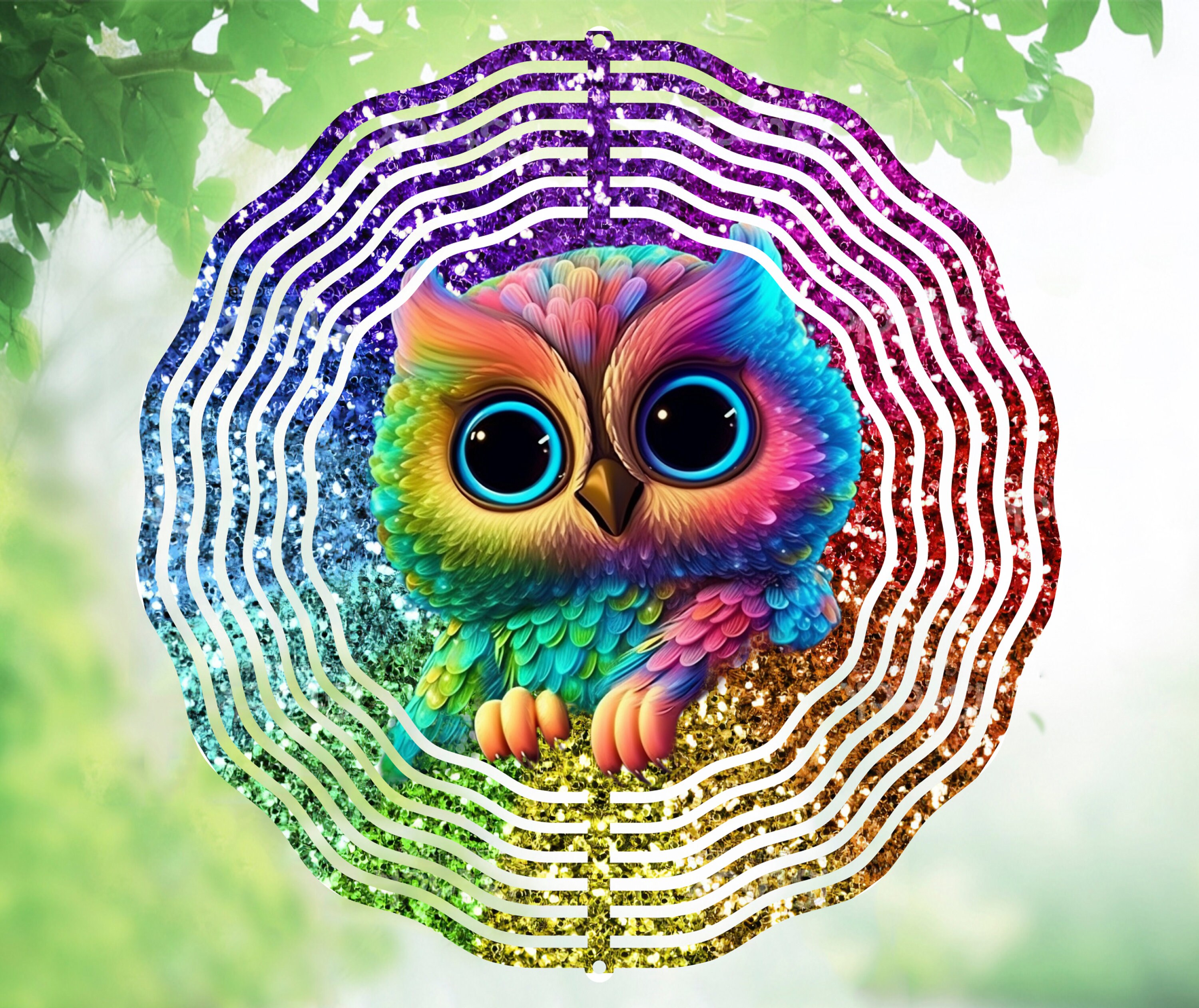 10 Owl Neon Glitter Wind Spinner Sublimation Design Bundle, Wind ...