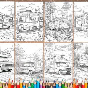 35 Caravan House Coloring Pages for Adults and for Kids Grayscale ...