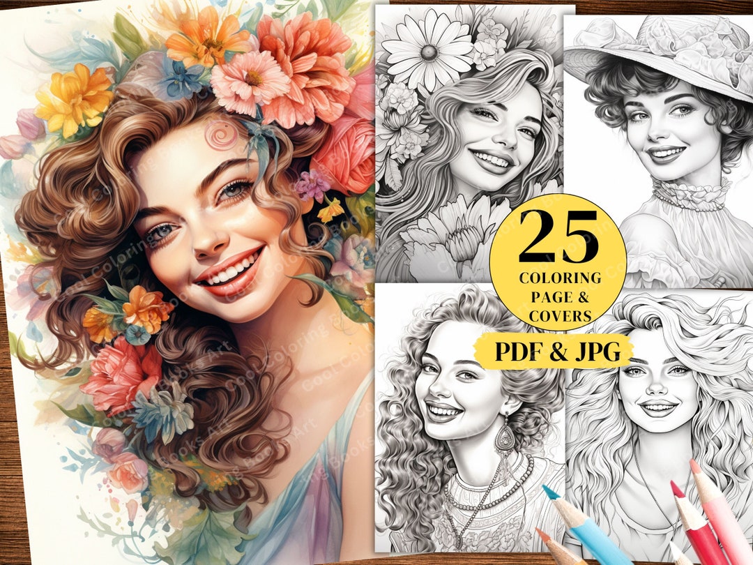 25 Pretty Lady Coloring Pages Beautiful Women Coloring Book for Adults ...