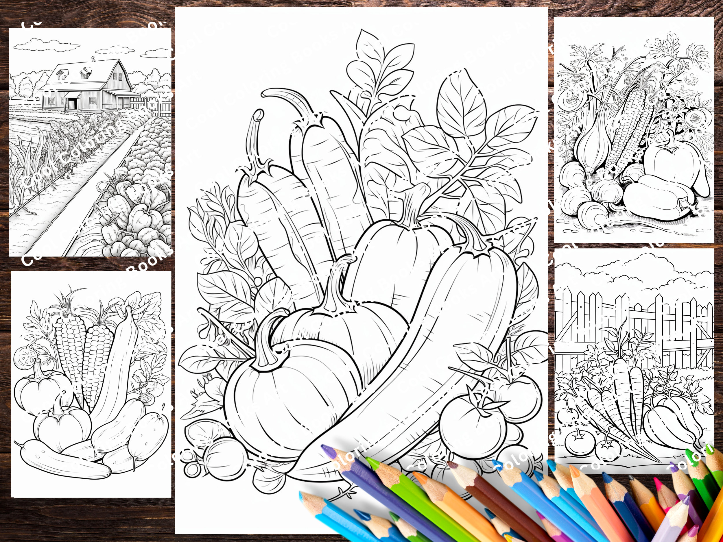 28 Vegetable Coloring Page, Garden Coloring, Farm Coloring Sheet ...