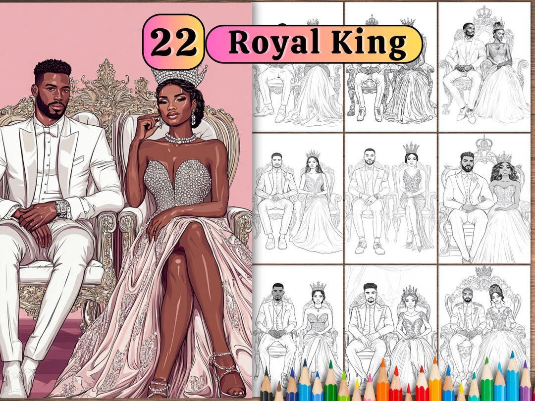 22 Royal King Coloring Page ,coloring for Kids and Adults, Digital ...