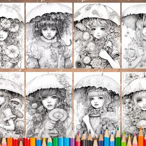 26 Girl With Umbrella Coloring Page, Beautiful Printable Art, Fun and ...