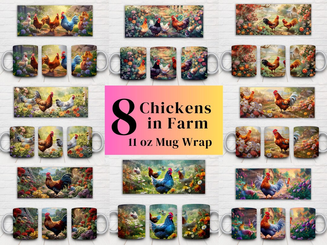 8 PNG Wrap Farm Mug Wraps Sublimation Design, Instant Digital Download ...