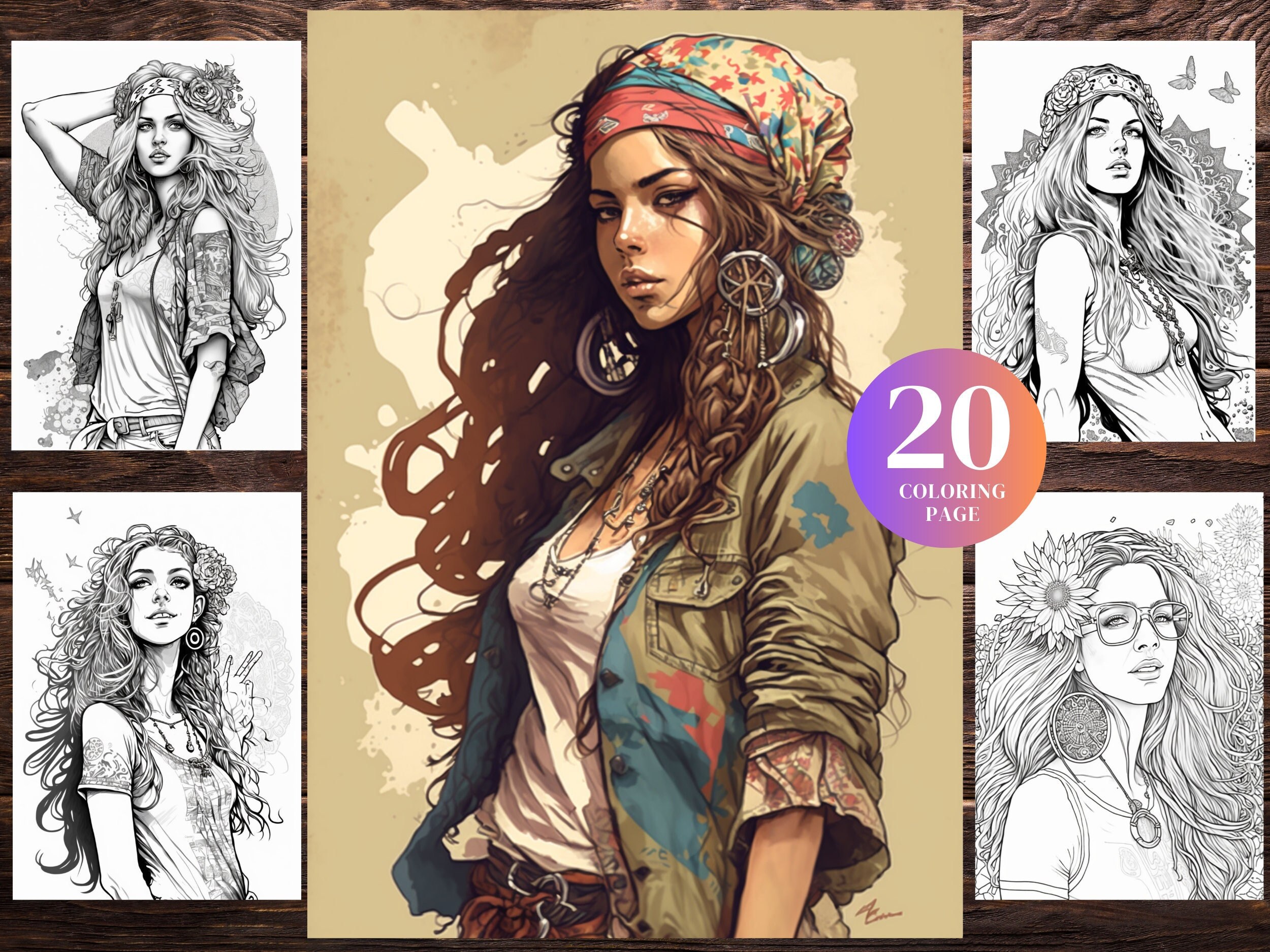 20 Hippie Fashion, Boho Fashion, Fashion Coloring Book, Bohemian ...